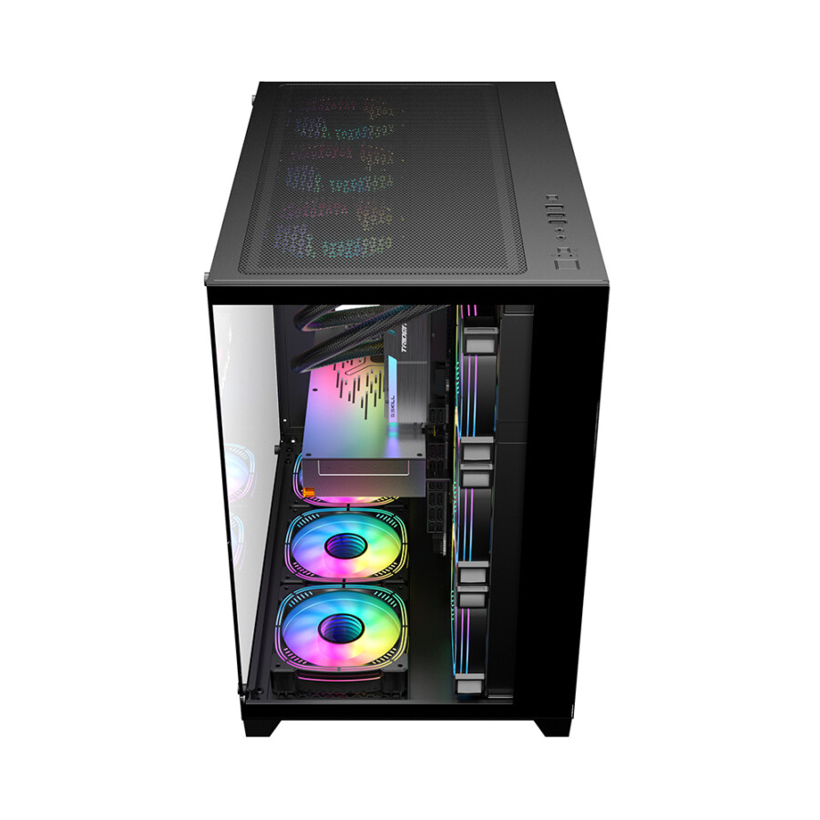 Carcasa 1stPLAYER® Gaming MV8-TP-bk, 7 ventilatoare aRGB plus PWM, ATX ...